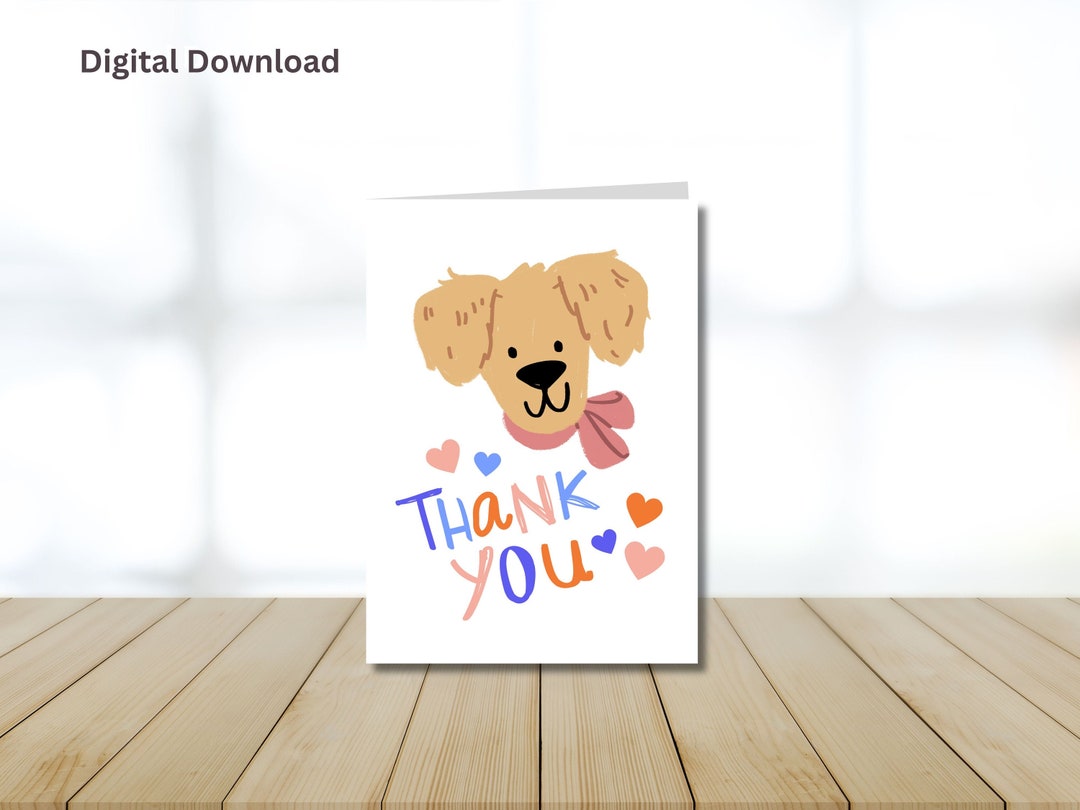 Dog Thank You Card, Teachers Day Card, Appreciation Gift, Cute ...