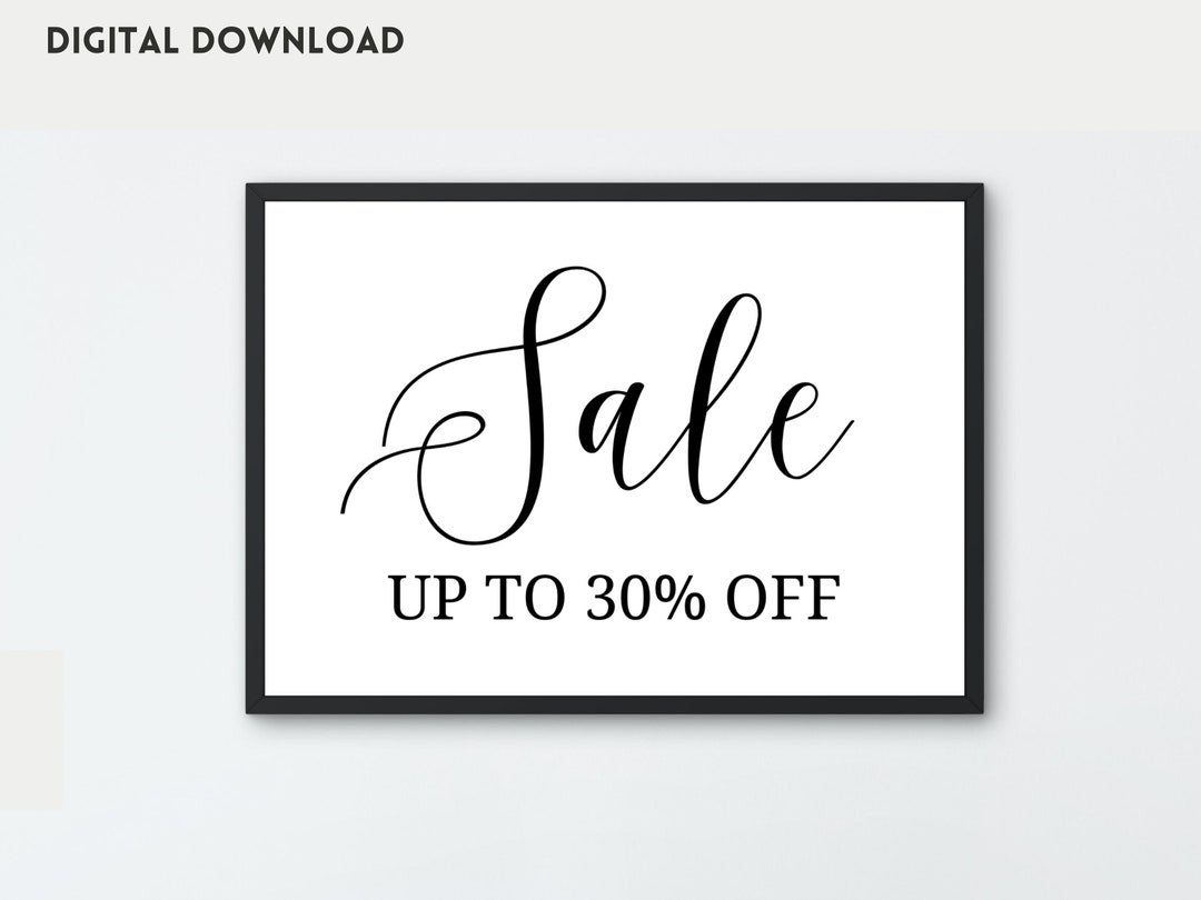 Boutique Sale Sign Printable, up to 30% off Sale Poster, Retail Store ...