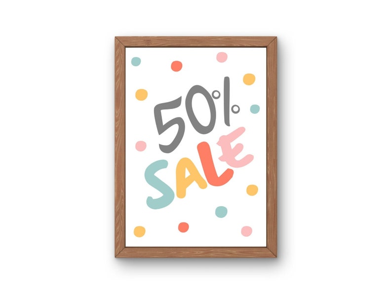 50% off Sign, Boutique Sale Sign, 50 Percent Discount, Retail Store ...