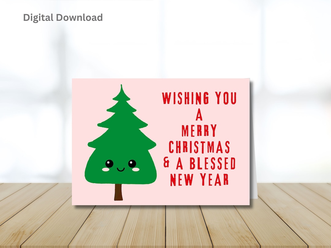 Cute Christmas Card Printable Xmas Card Merry Christmas - Etsy