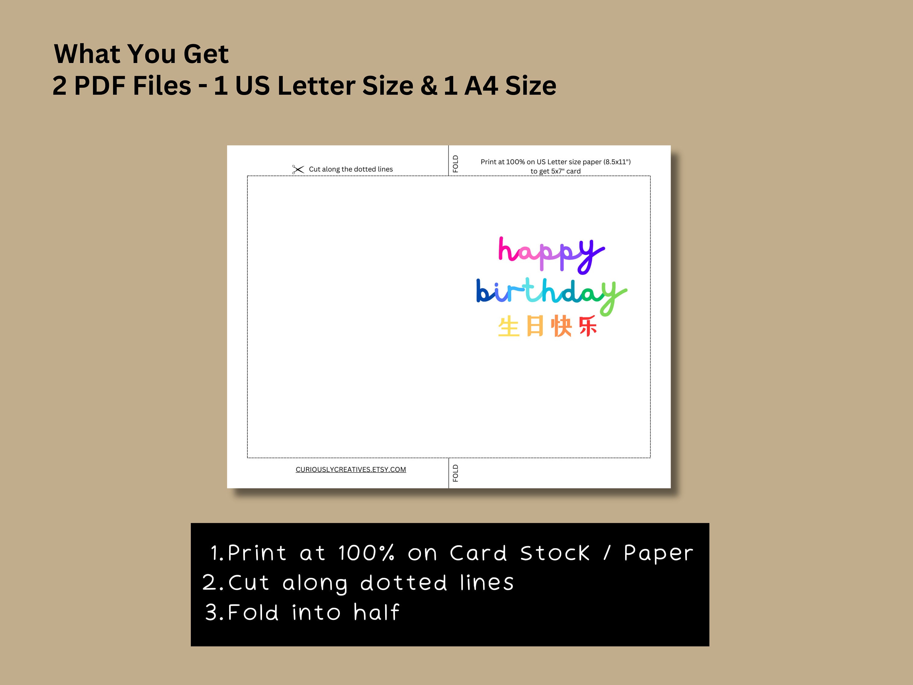 Chinese Birthday Card, Happy Birthday Card, Bilingual, Mandarin ...