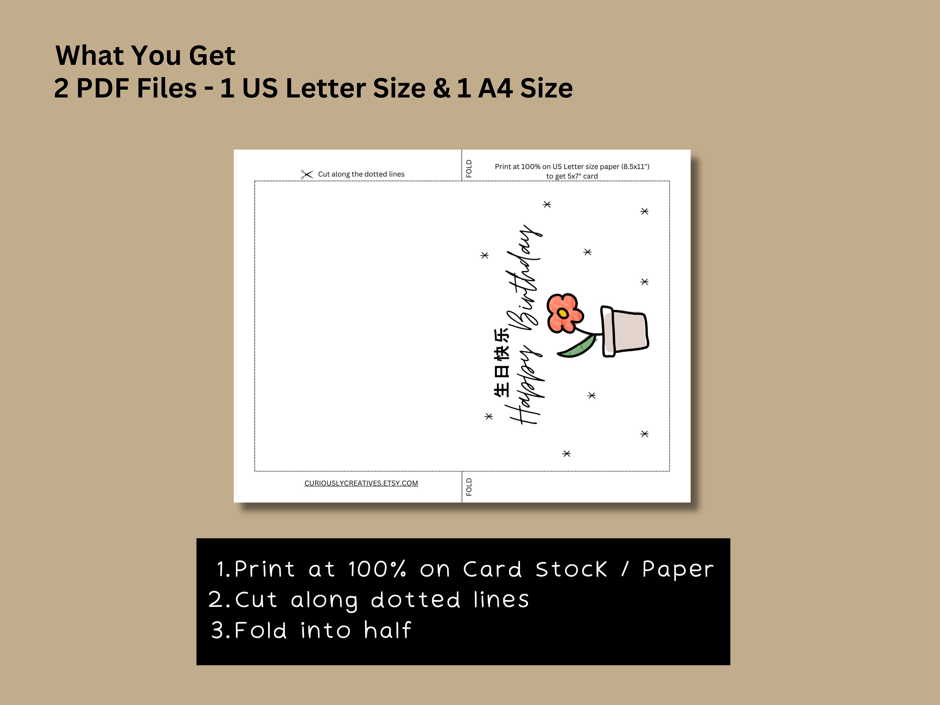 Chinese Birthday Card, Happy Birthday Card, Bilingual, Mandarin ...