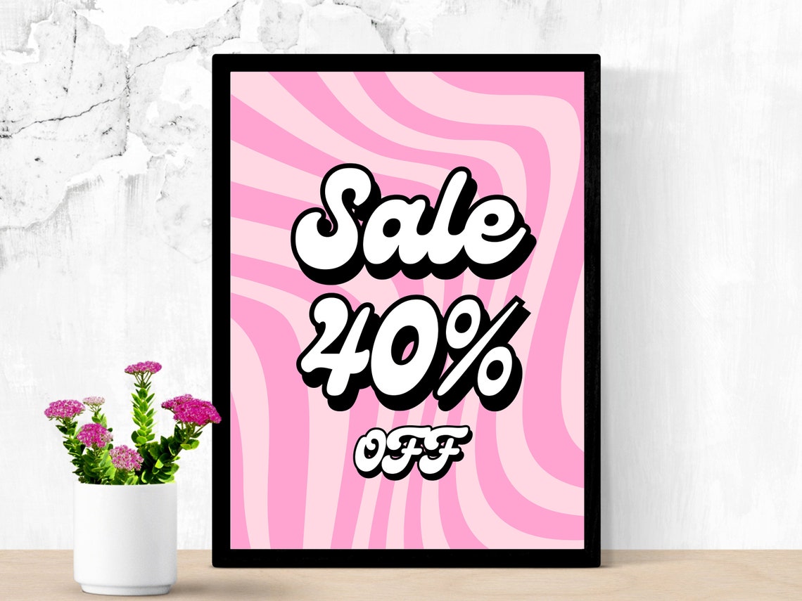 40% off Sale Sign, Pink Sale Sign for Retail Store or Boutique ...