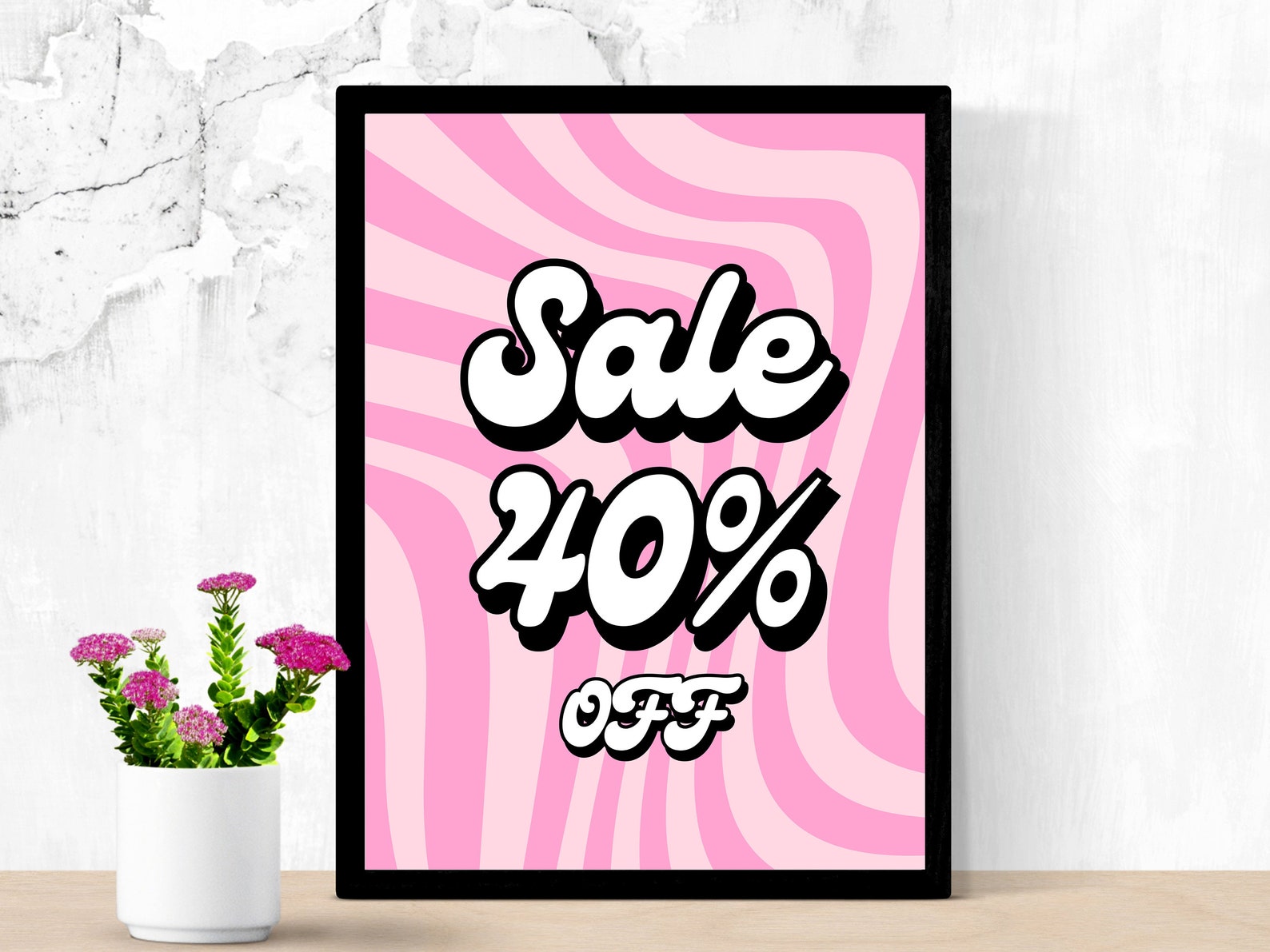 40% off Sale Sign, Pink Sale Sign for Retail Store or Boutique ...