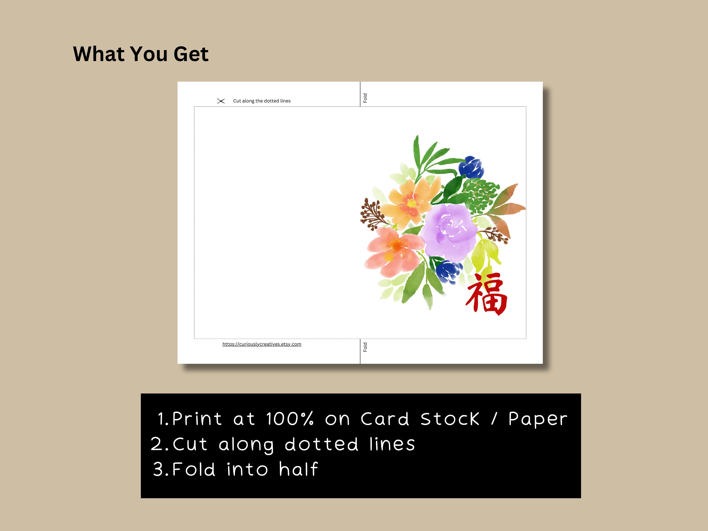 Chinese Birthday Card, Chinese New Year Card, All Occasion Card, 福 Good ...