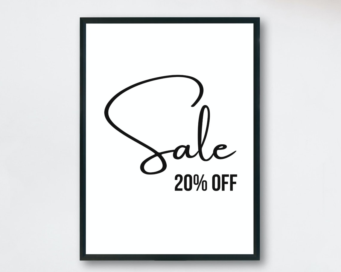 20% off Sale Sign, Printable Sale Poster, Retail Boutique Signage, End of Season Clearance Sale ...
