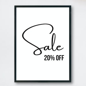 20% off Sale Sign, Printable Sale Poster, Retail Boutique Signage, End ...