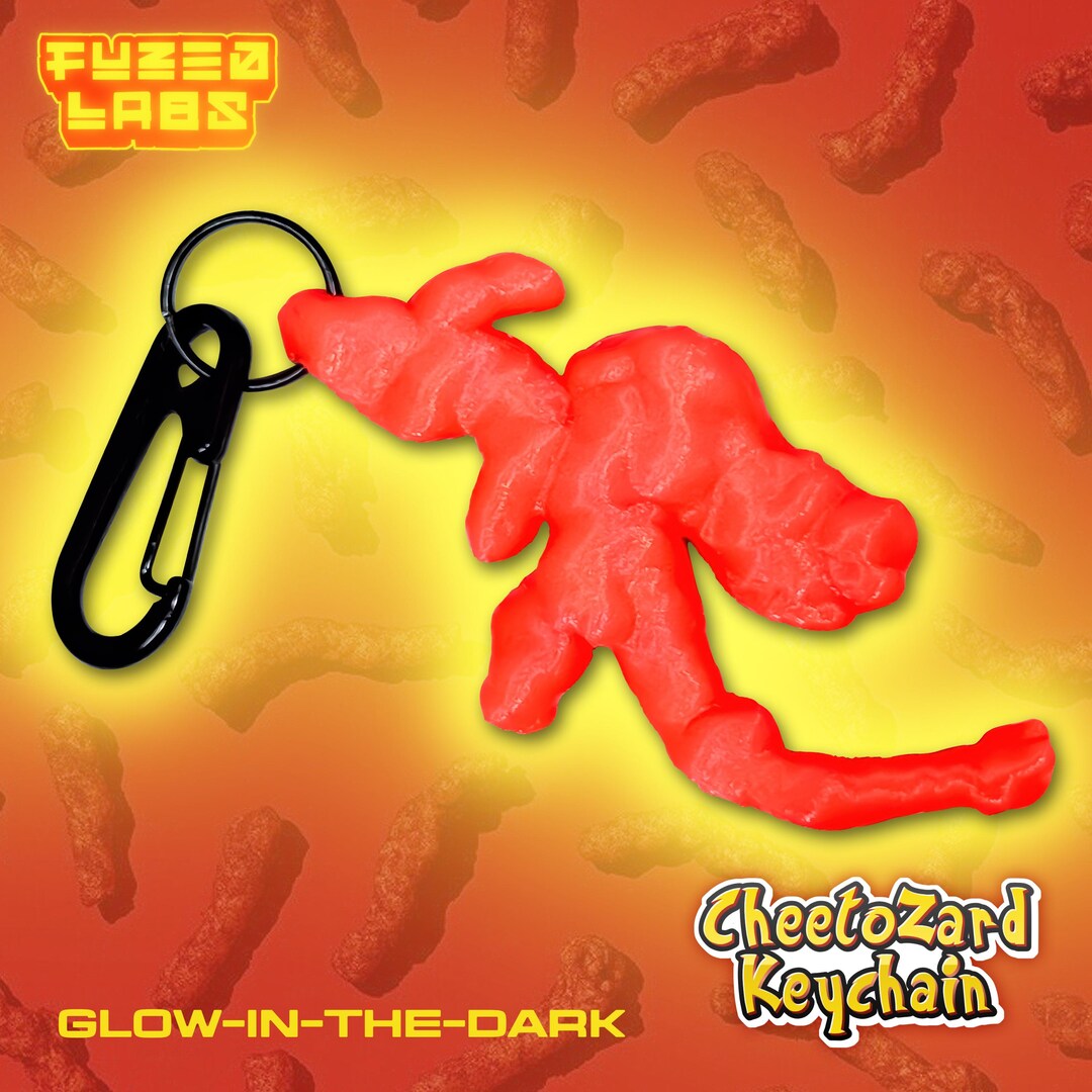 Glow-in-the-dark Cheetozard Keychain: Snack Nostalgia Charm - Etsy
