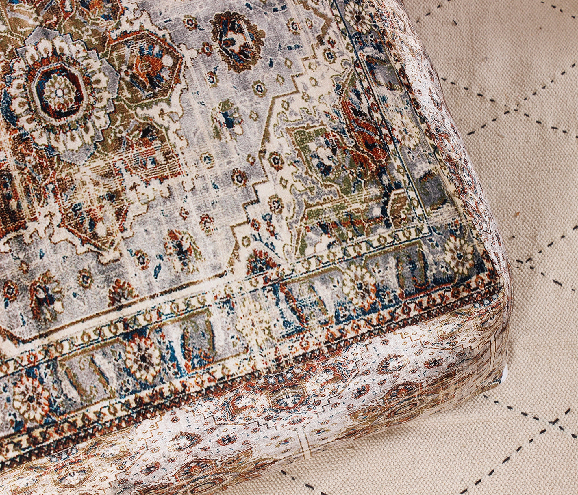 Multi Colored Square Pouffe Cotton Hand Block Printed Bordered - Etsy