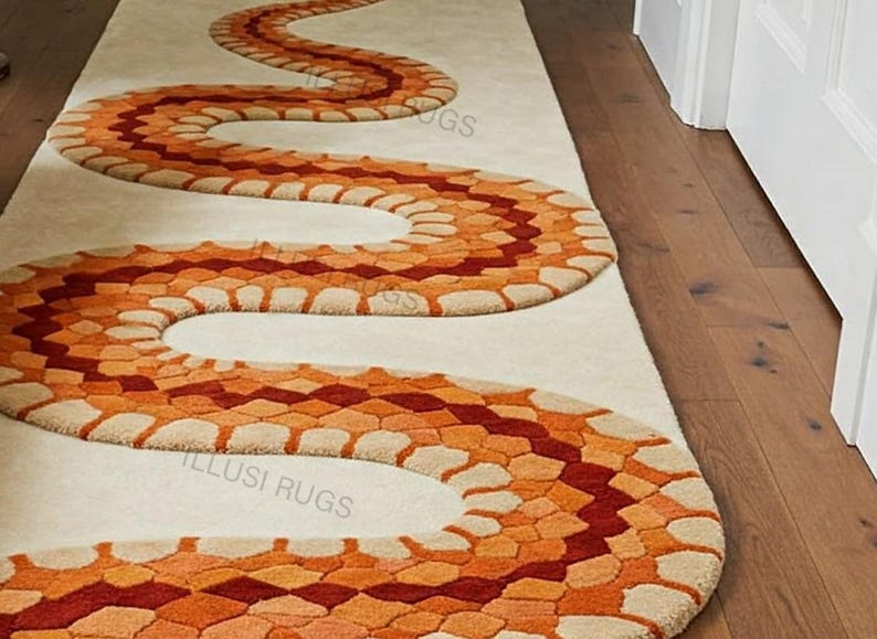 3x10fthand-tufted Snake Rug 3X12FT – Bold Serpent Runner for Hallways ...