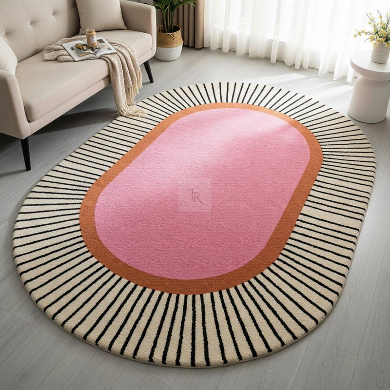 Oval Modern Retro Rug - Etsy