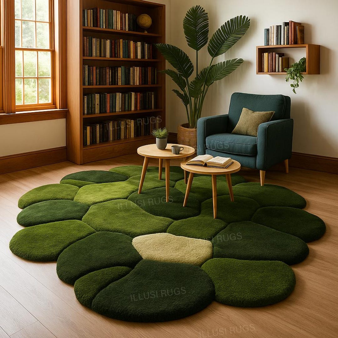 Hand-tufted Moss Rug – Luxury Green Wool Pebble-leaf Carpet - Etsy