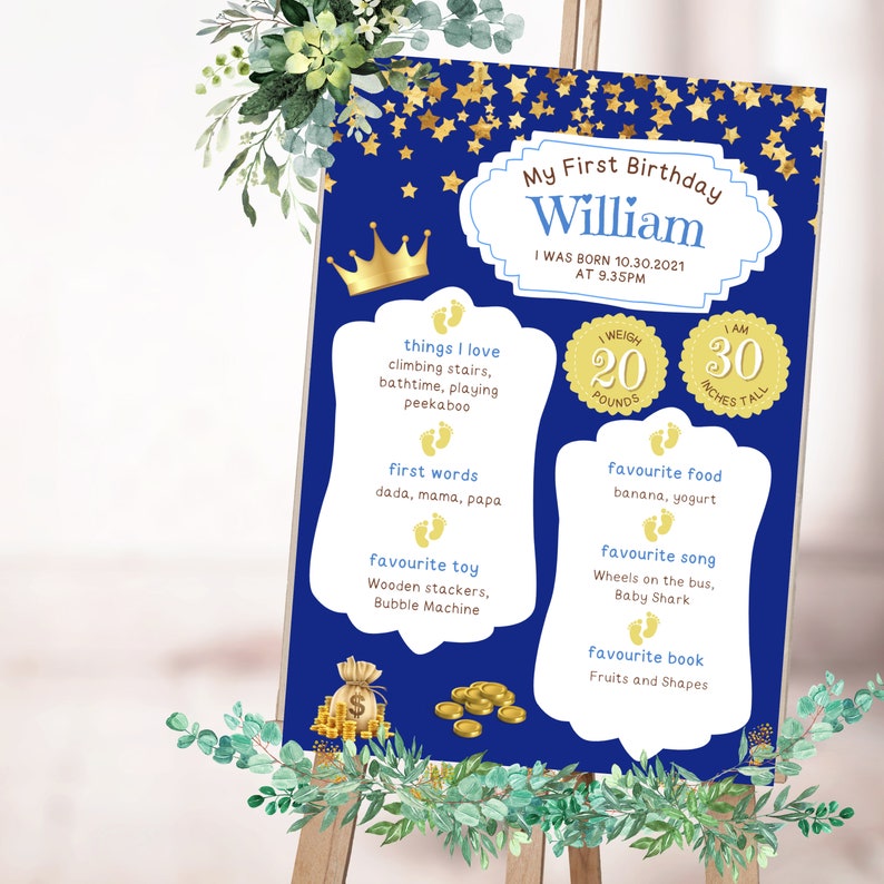 Prince Milestone Birthday Poster EDITABLE Prince Theme First - Etsy