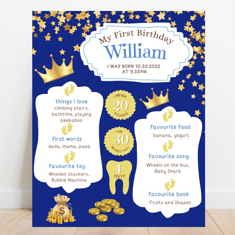 Prince Milestone Birthday Poster, EDITABLE Prince Theme First Birthday ...