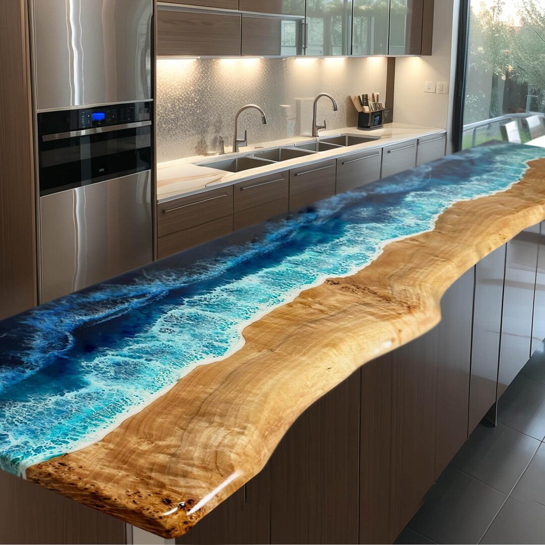 Epoxy Kitchen Counter Top, Resin River Counter Tops, Handmade Furniture ...