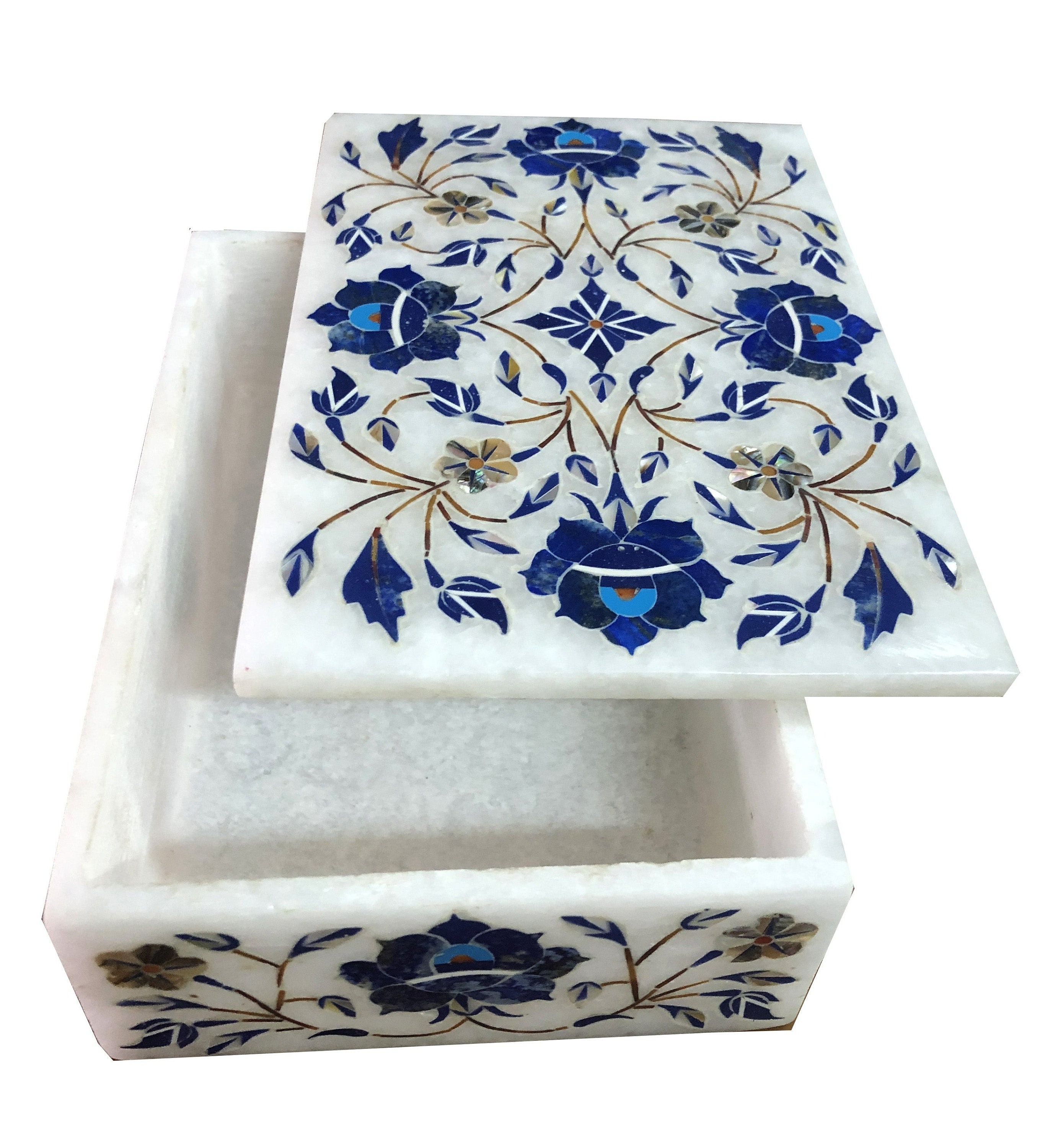 Small Vintage Soapstone and Mother of Pearl Inlay Trinket Box, Small ...
