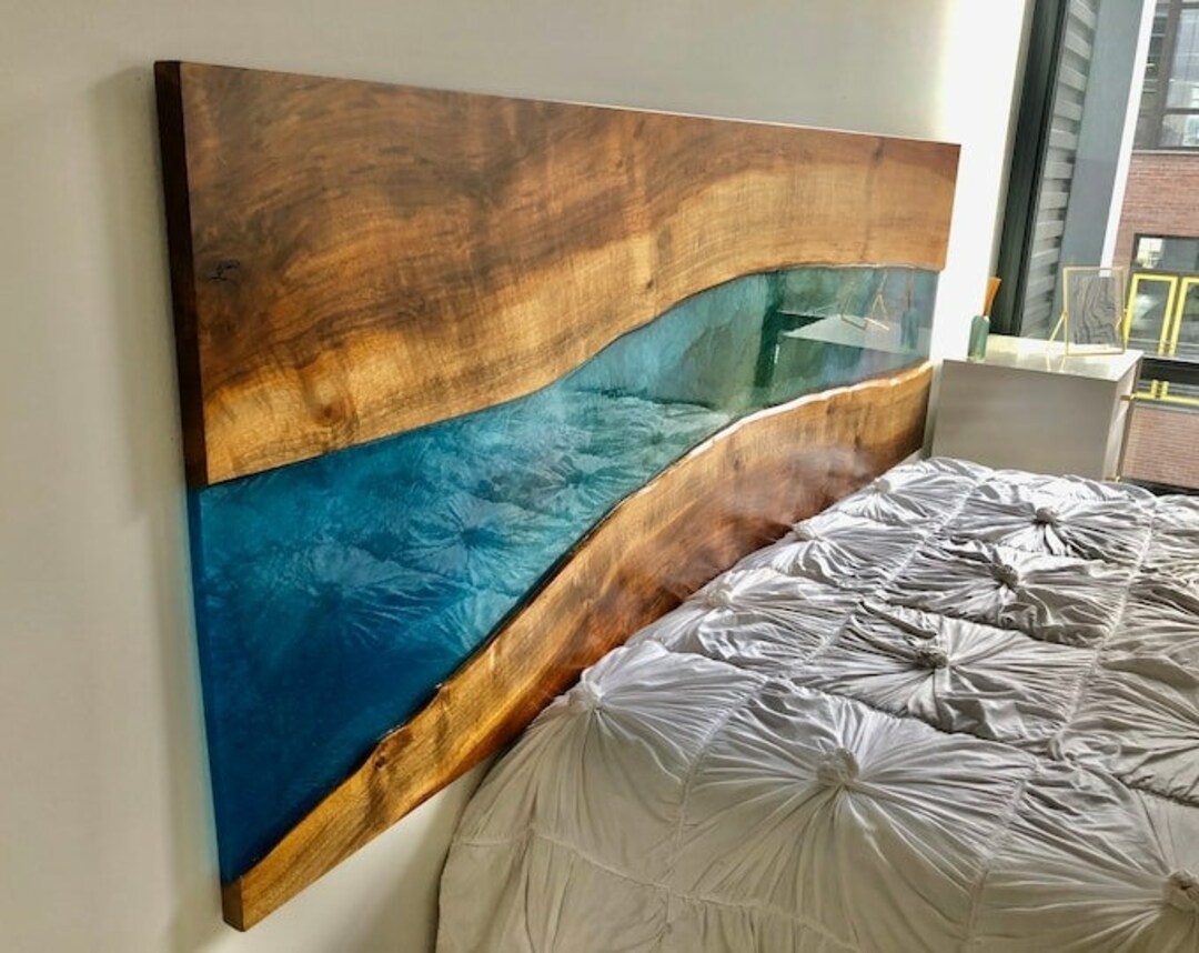 Epoxy Wooden Headboard Bedroom King Bed Headboard Resin Headboard Decor ...