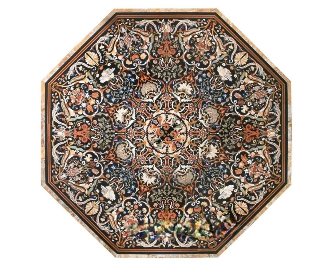 Oct Angle Black Marble Center Table Dining Mosaic Table Top - Etsy