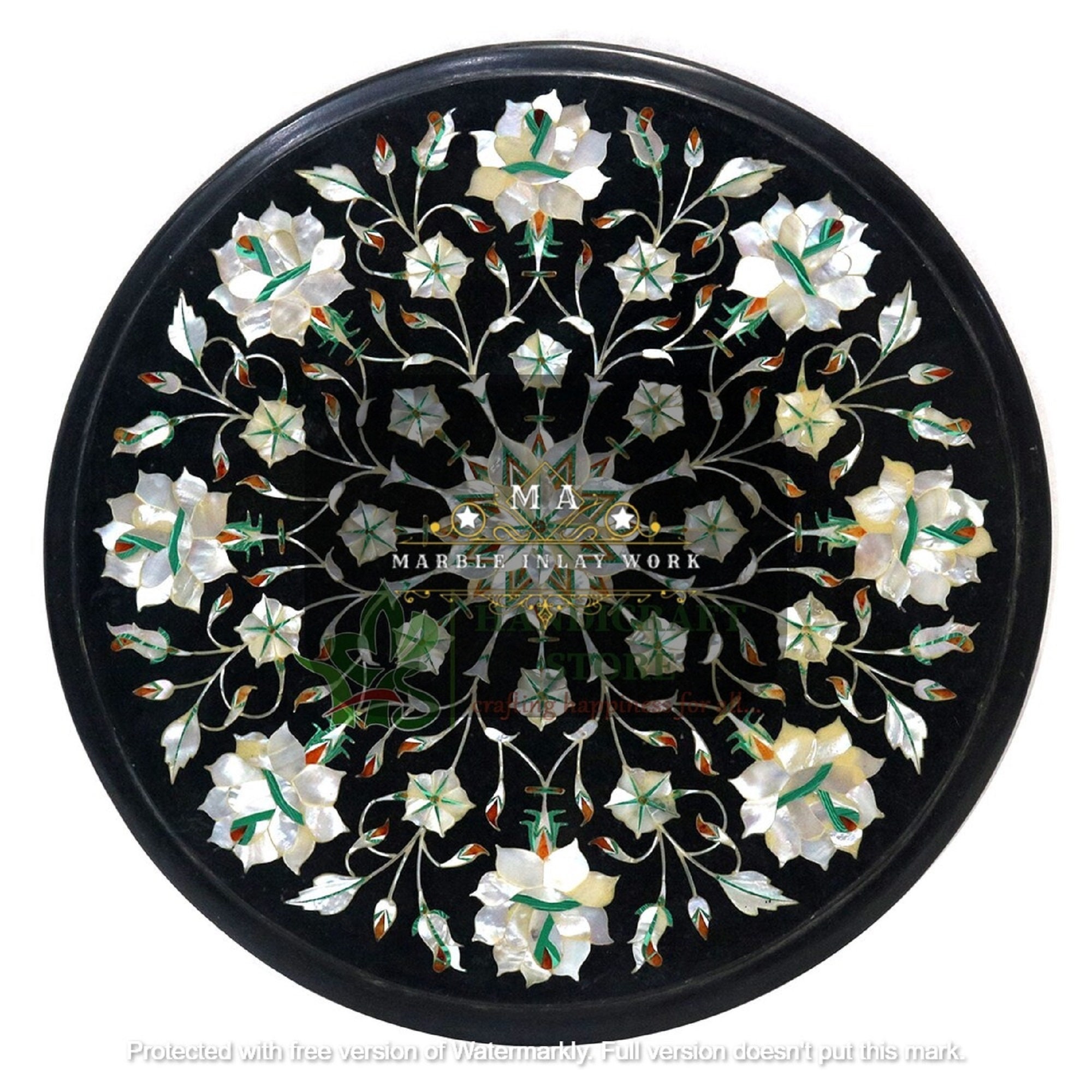 Black Marble Inlay Top Mother of Pearl Inlaid Home Decor - Etsy