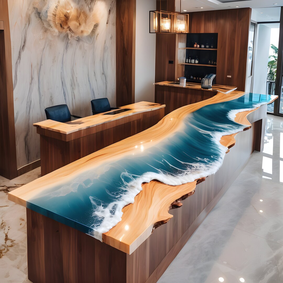 Epoxy Kitchen Counter Top, Resin River Counter Tops, Handmade Furniture ...