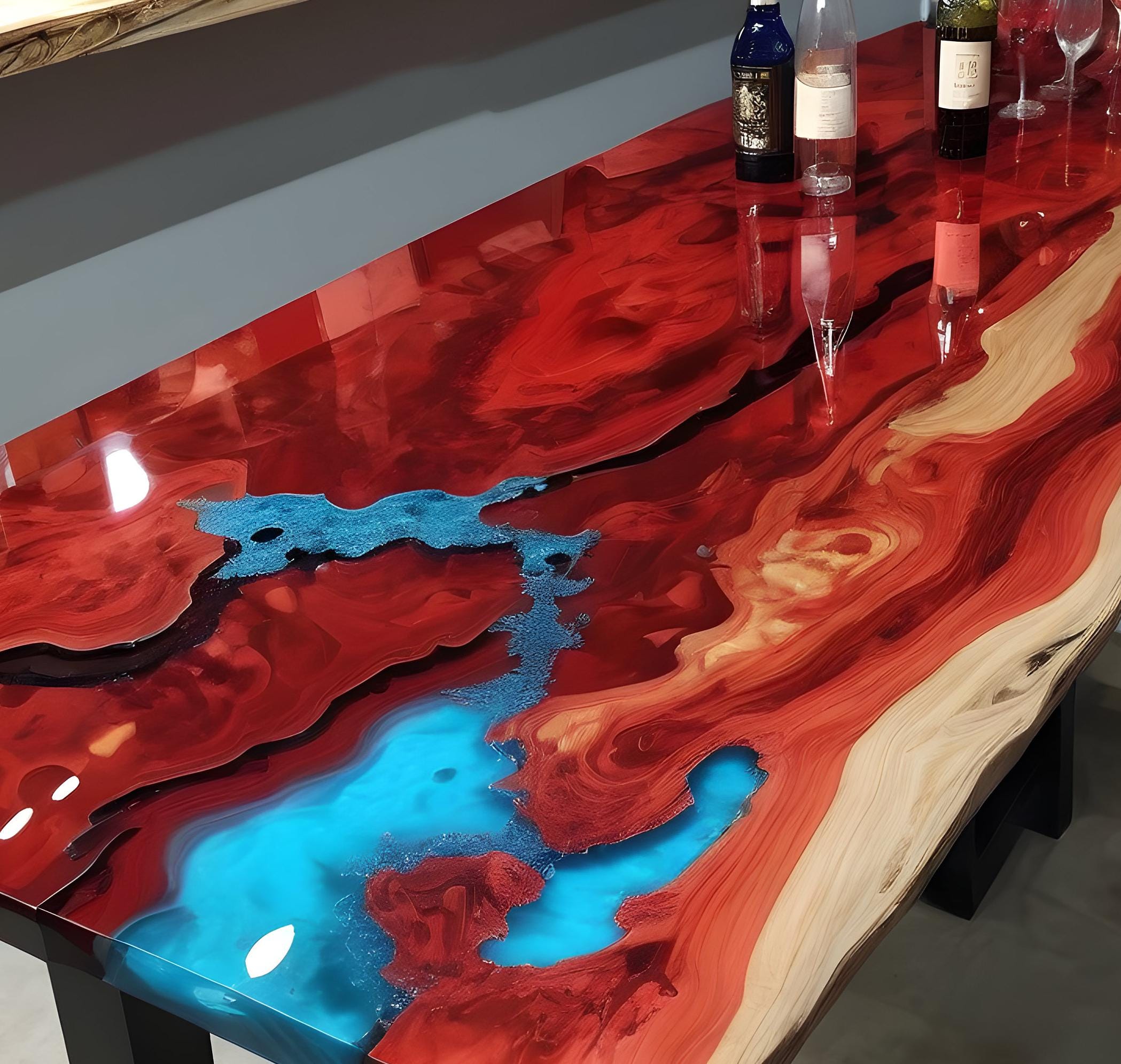 Epoxy Kitchen Counter Top, Resin River Counter Tops, Handmade Furniture ...