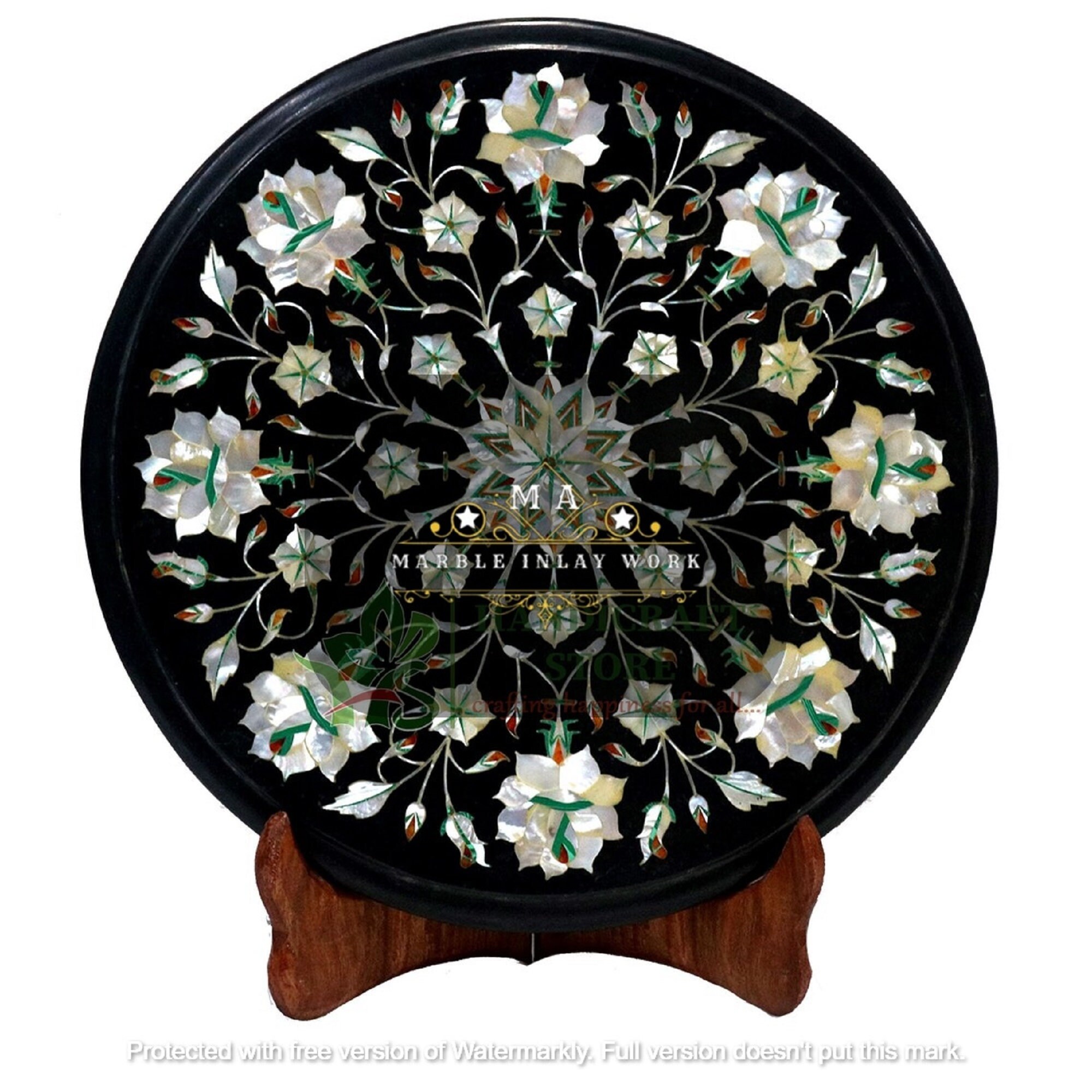 Black Marble Inlay Top Mother of Pearl Inlaid Home Decor - Etsy