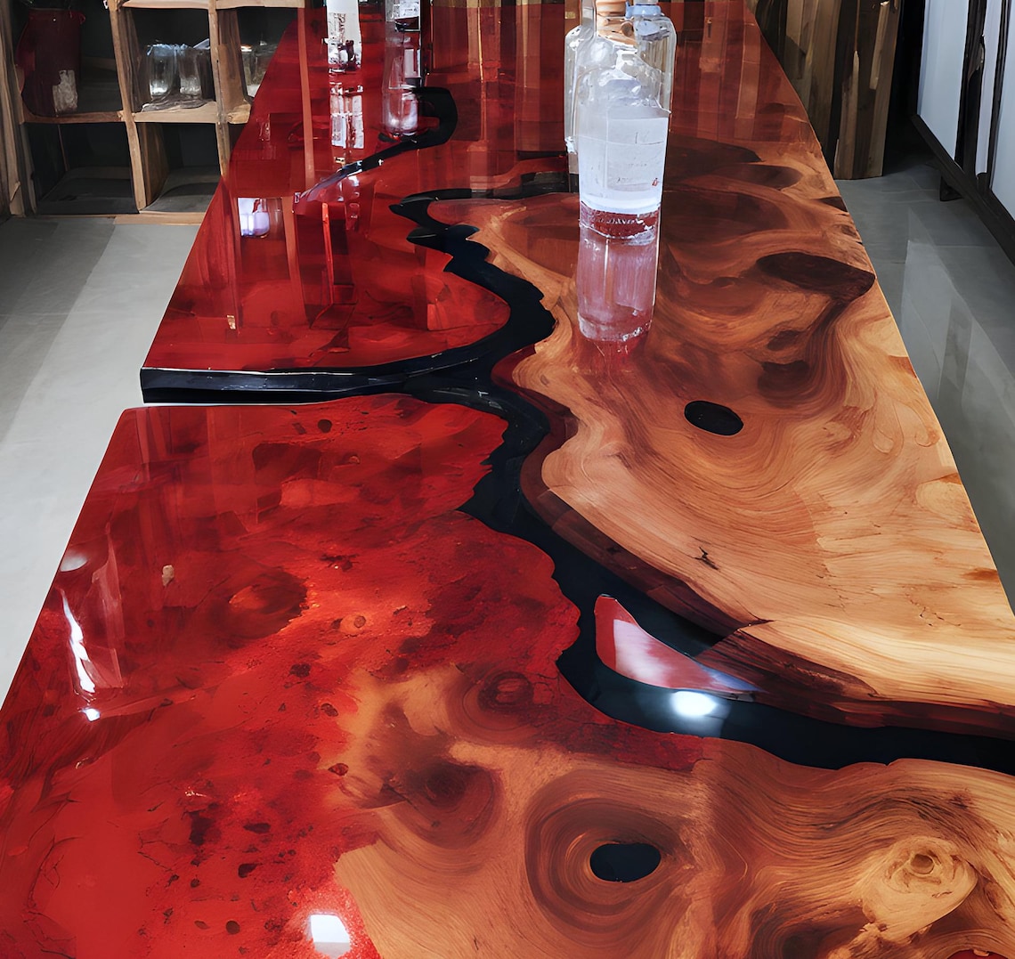 Epoxy Kitchen Counter Top, Resin River Counter Tops, Handmade Furniture ...