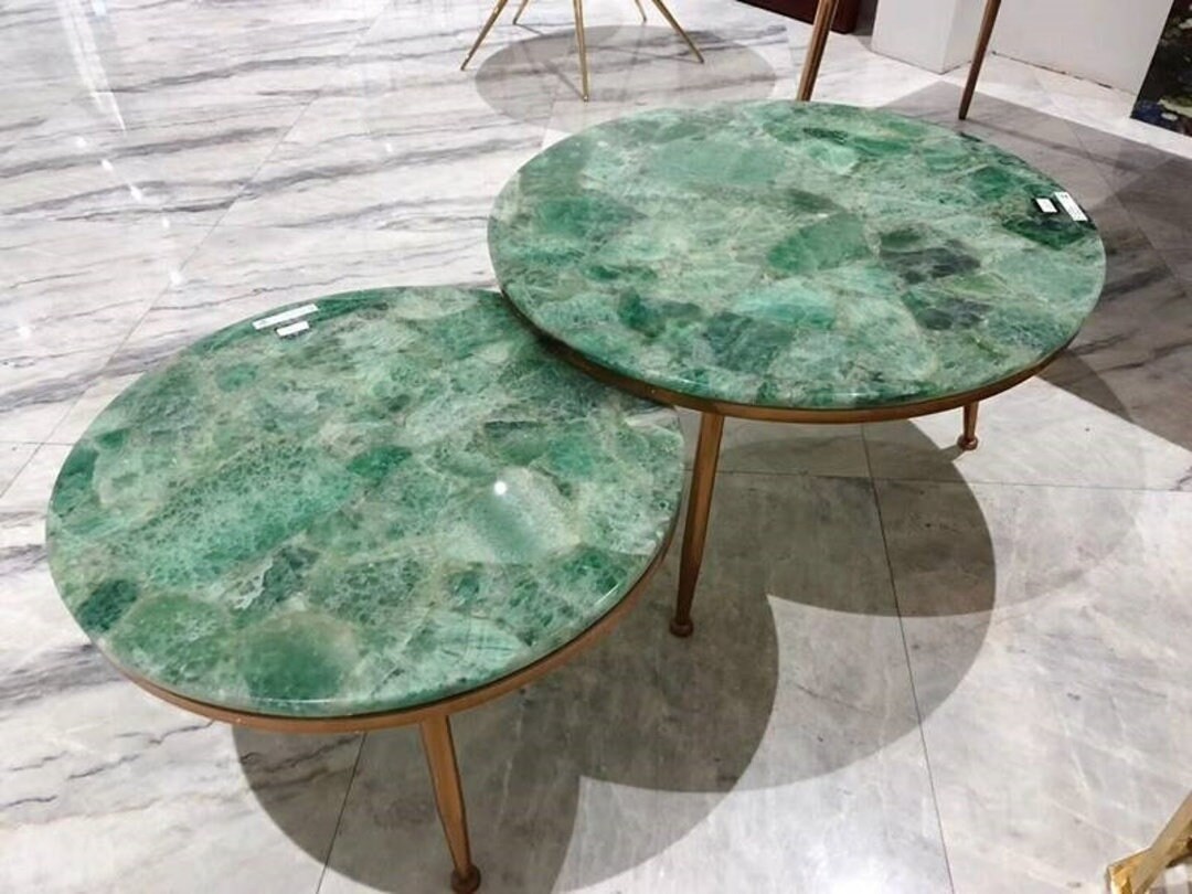 Green Flourite Stone Coffee Table Top Rectangle Shape Green Marble Sofa ...