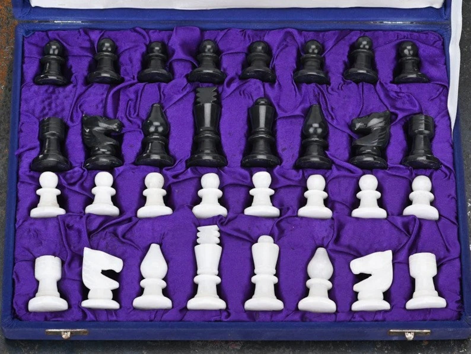 Premium Chess Board With Stone Chess Set Pieces Heart Inlay - Etsy
