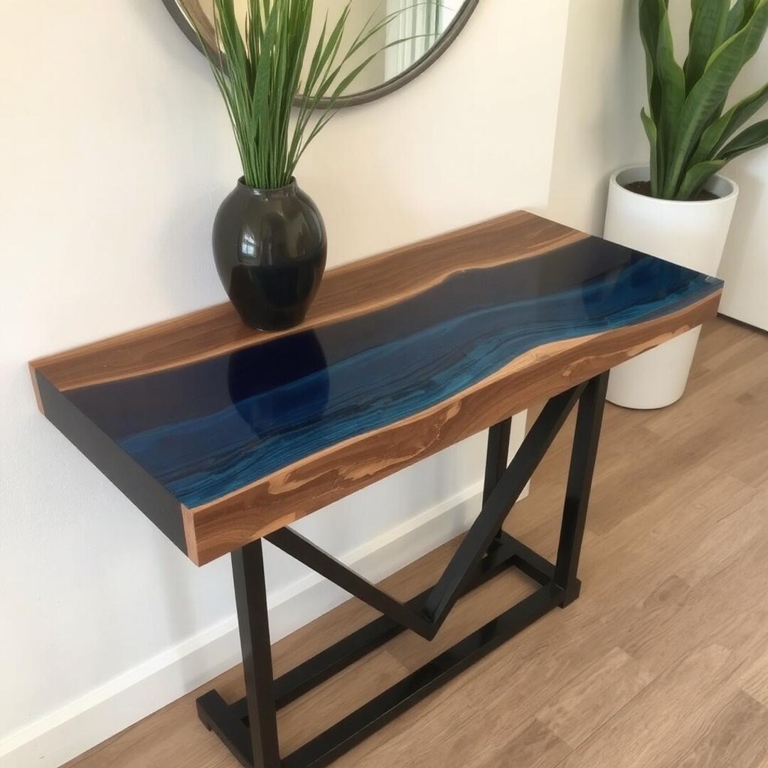Live Edge Wood Epoxy Resin Table, Large Epoxy Dining Table, Epoxy Table ...