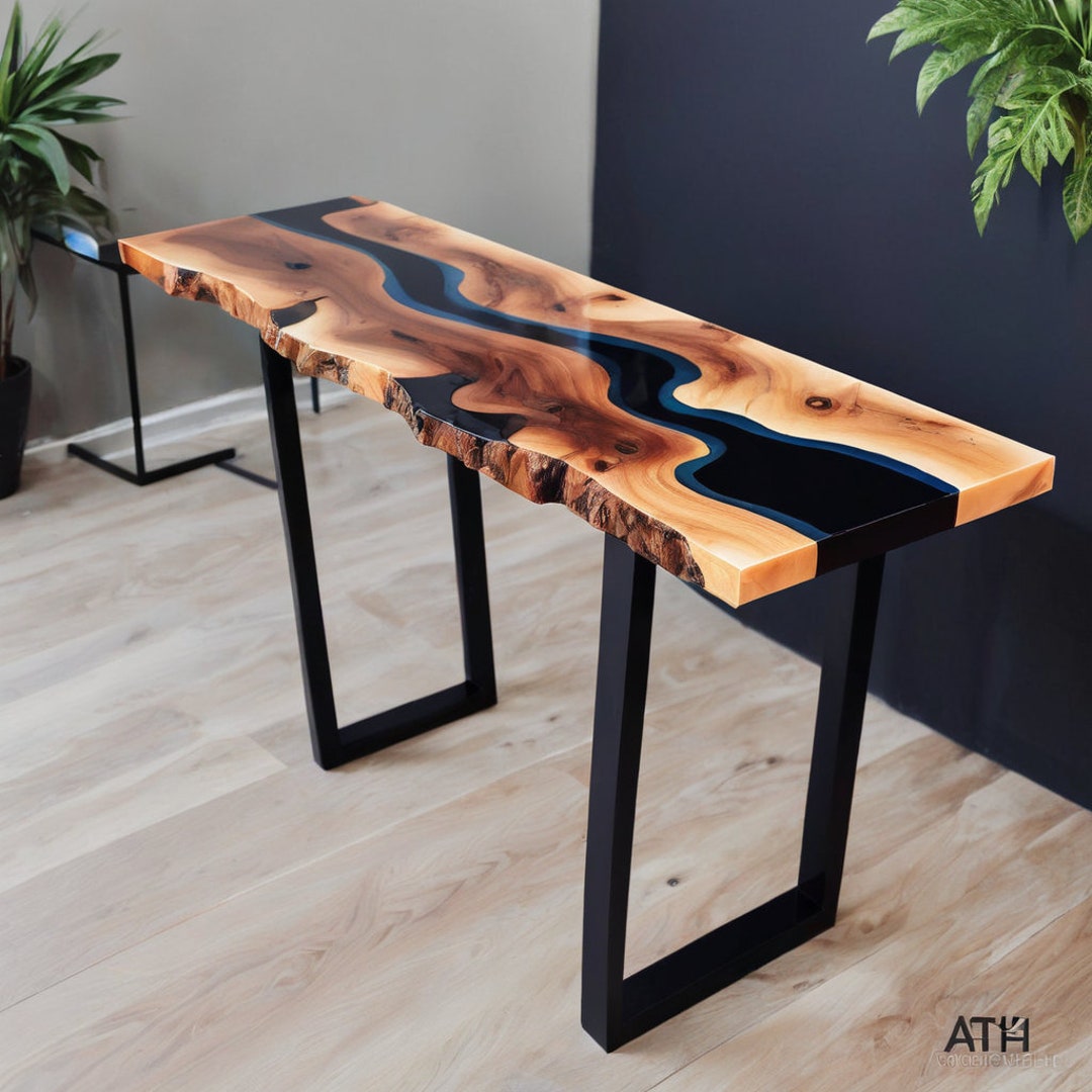 Live Edge Console Table, Media Tv Console, Narrow Console Table, Tv Stand, Wood Console Walnut ...