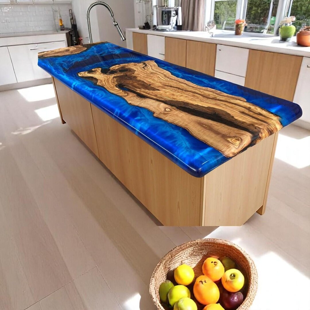 Epoxy Kitchen Counter Top, Resin River Counter Tops, Handmade Furniture ...