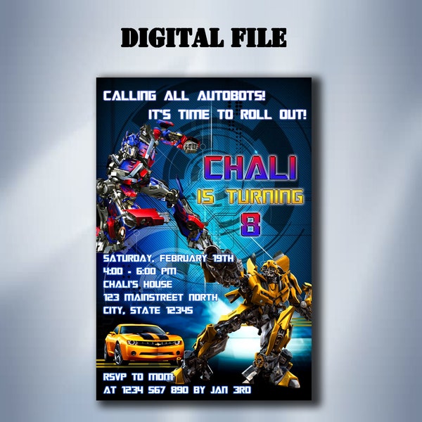 Transformers Birthday Invitation - Etsy