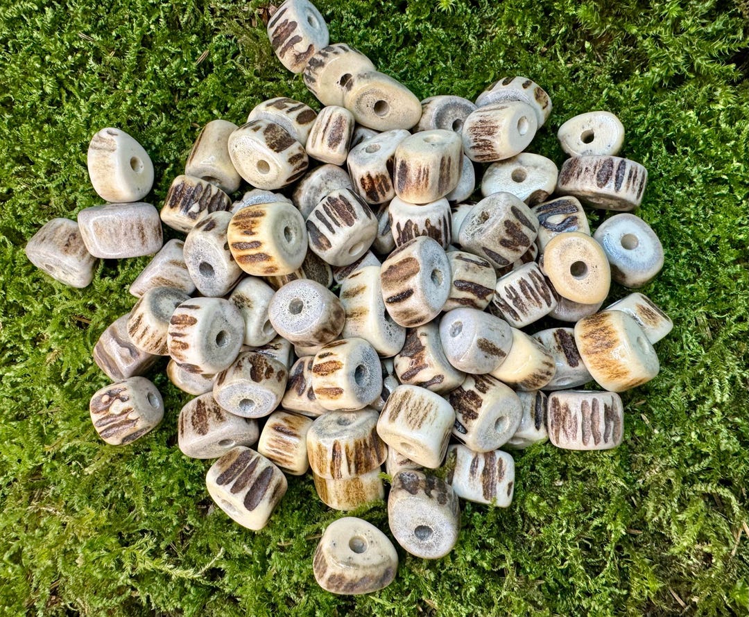 20 Natural Antler Beads | Real Moose & Red Deer Barrel Beads for ...