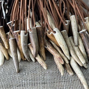 One Deer Antler Pendant With Adjustable Strap, Real Red Deer Antler Tip ...