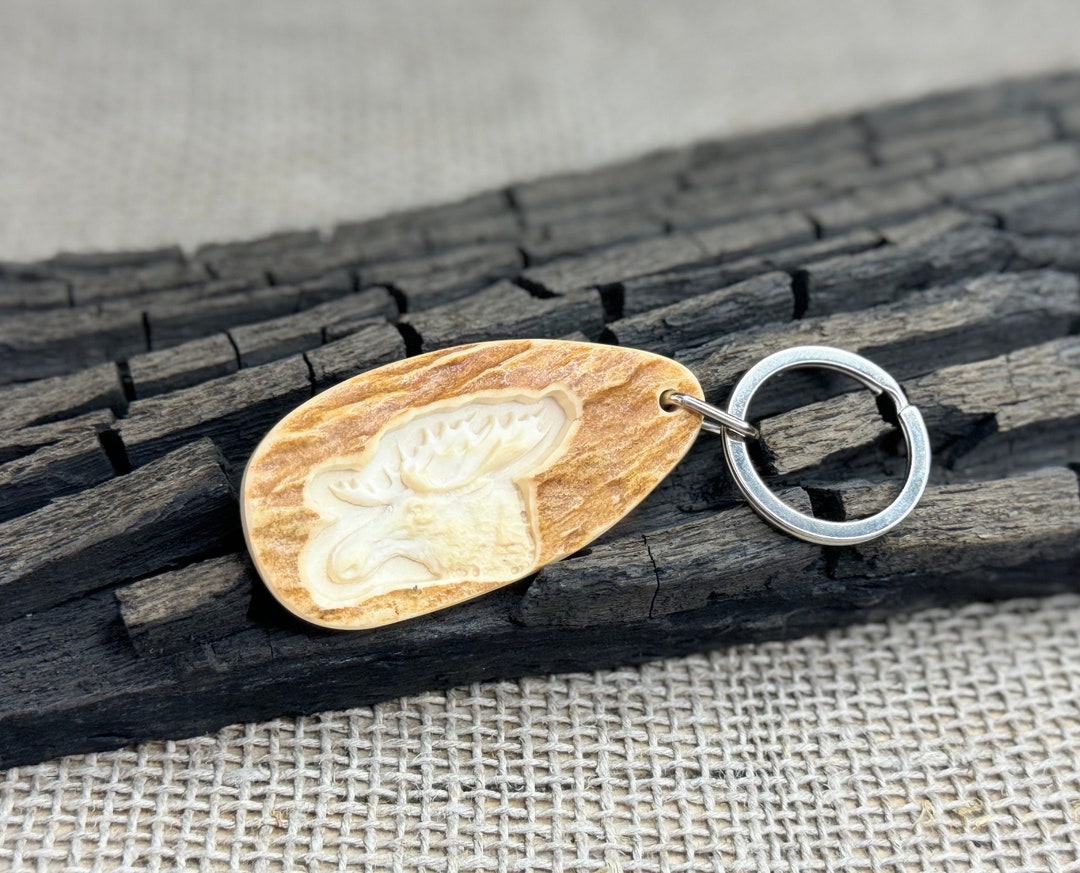 Moose Antler Keychain, Engraved Totem, Naturally Shed Antler Gift - Etsy