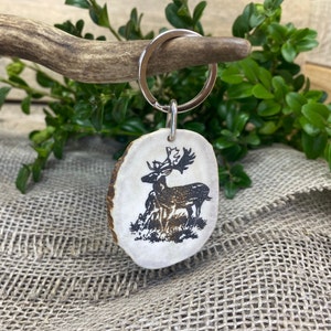 Engraved Deer on Antler Keychain, Custom Image Engravings Available ...