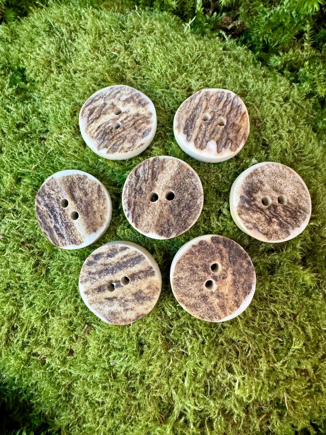 1 Round Shape Deer Antler Button - Handmade Natural Craft Supplies for ...