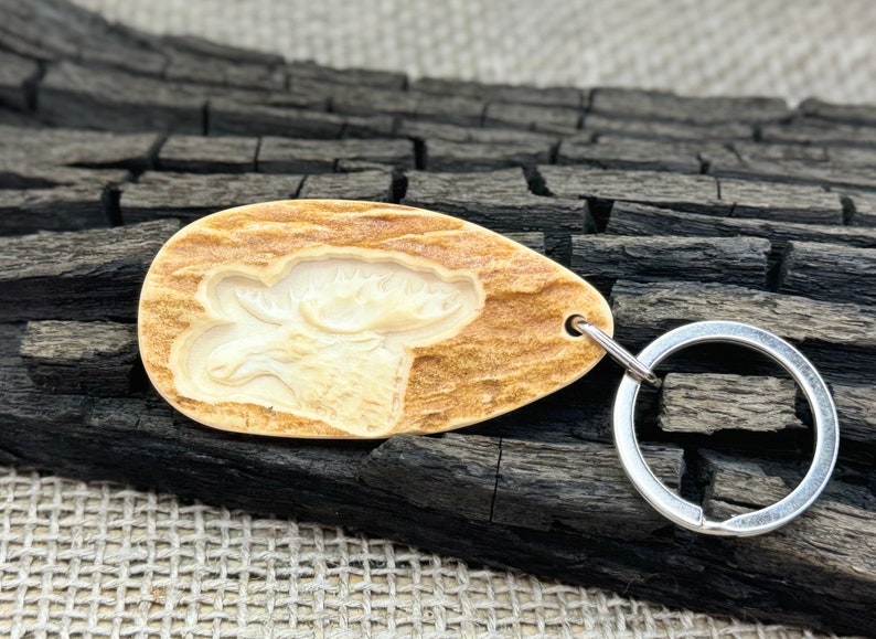 Moose Antler Keychain, Engraved Totem, Naturally Shed Antler Gift - Etsy