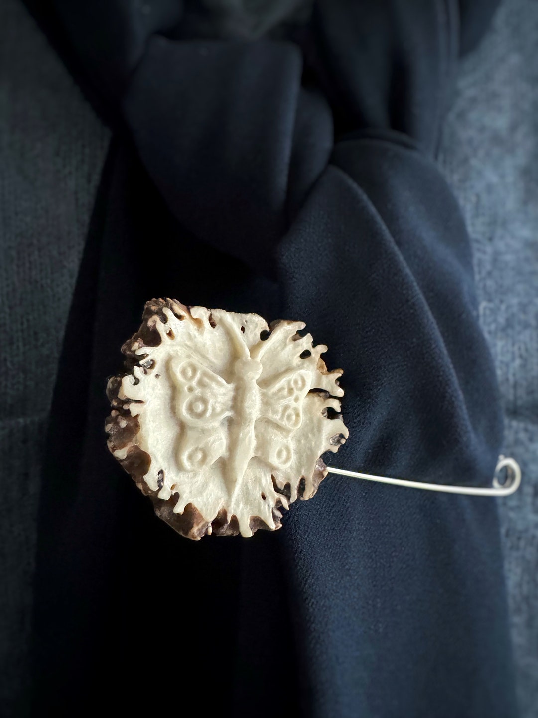 Hand Carved Deer Antler Brooch With Raw Edge, Naturally Shed Wild Moose ...