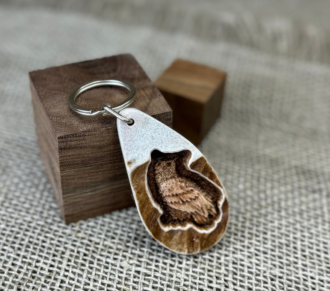 Owl Totem Deer Antler Keychain, Engraved Nature Gift - Etsy