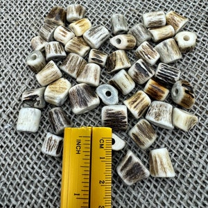 Real Moose & Deer Antler Beads, Set of 20 Unique Drilled Barrel Beads ...