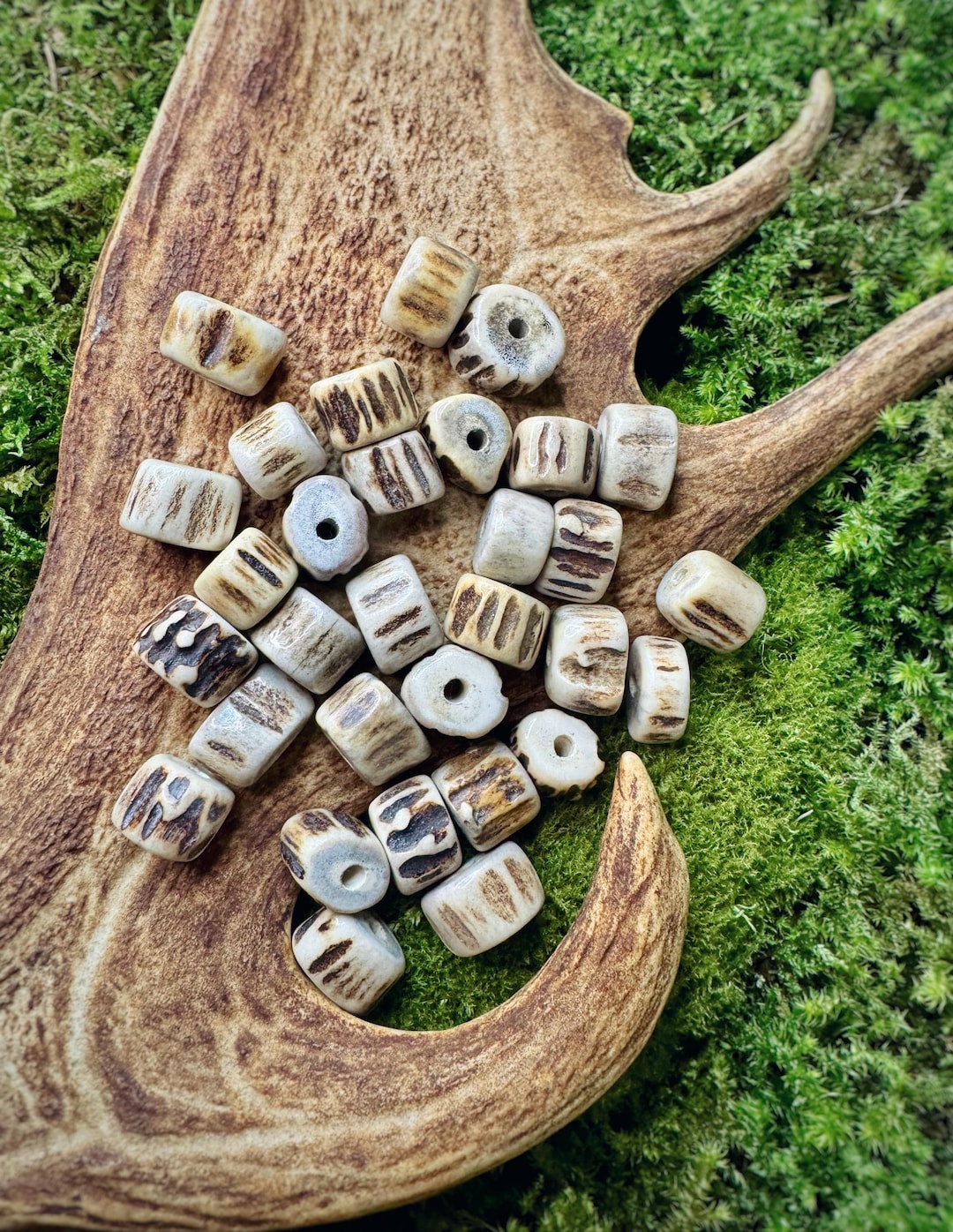 5 Natural Antler Beads | Real Moose & Red Deer Barrel Beads for Jewelry ...