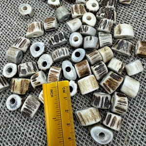Real Moose & Deer Antler Beads, Set of 20 Unique Drilled Barrel Beads ...