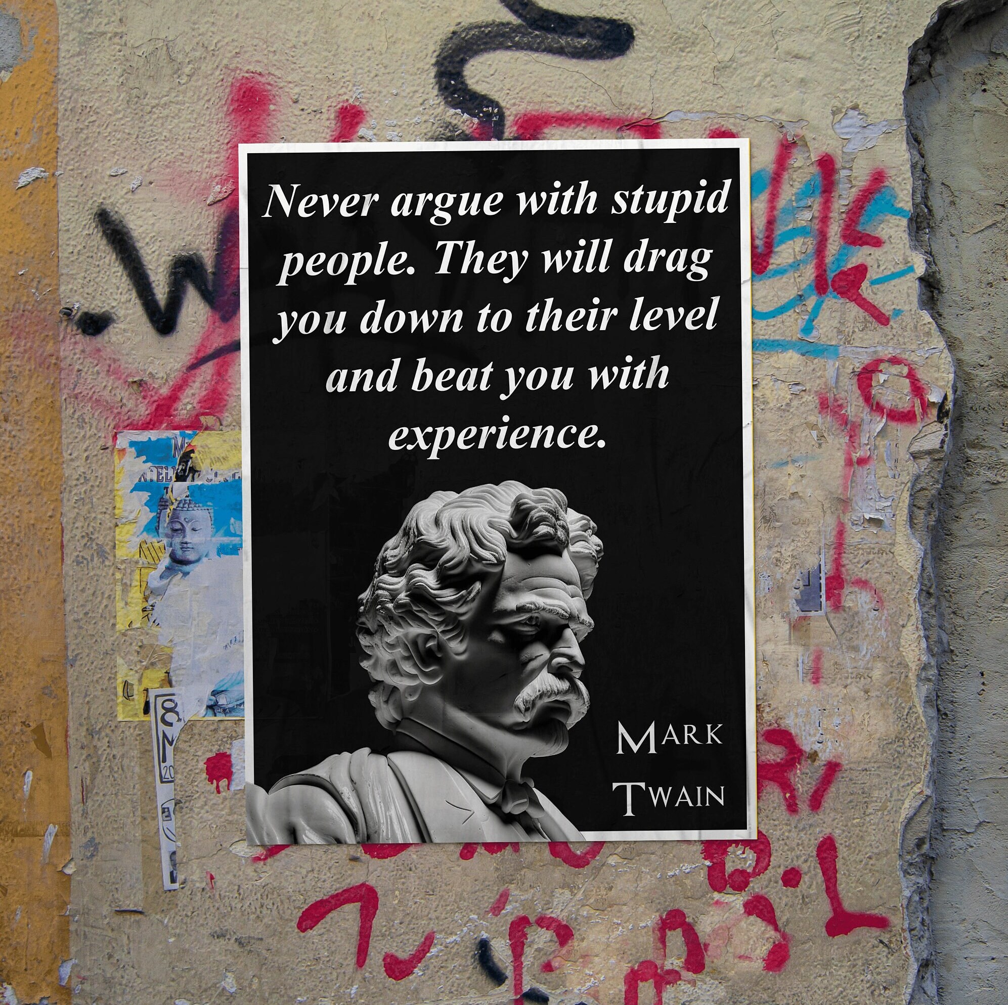 Mark Twain Poster never Argue With Stupid People. They Will Drag You ...