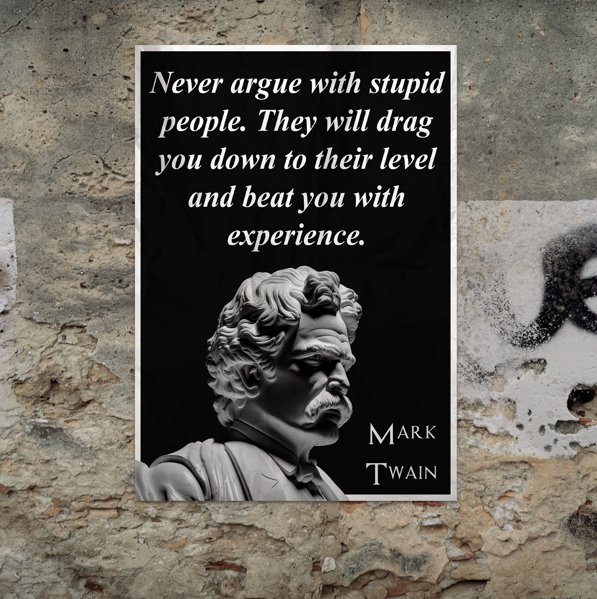 Mark Twain Poster never Argue With Stupid People. They Will Drag You ...