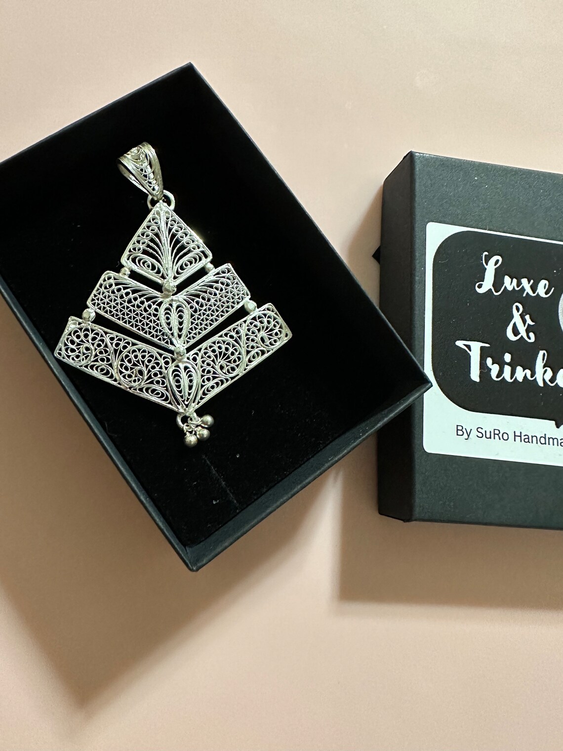 Silver Jewelry Pendant Filigree Handwork Wedding Christmas Style Pure ...