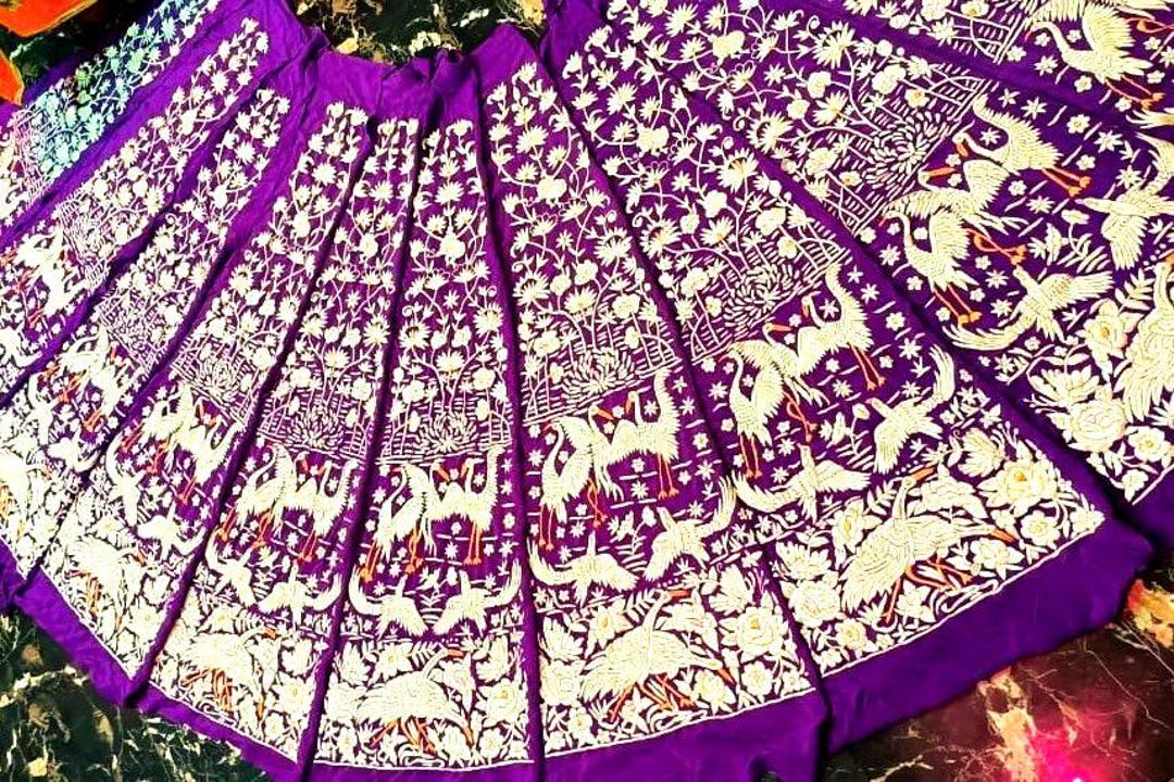 Indian Wedding Lehenga Parsi Gara in Pure Georgette Hand Embroidered - Etsy