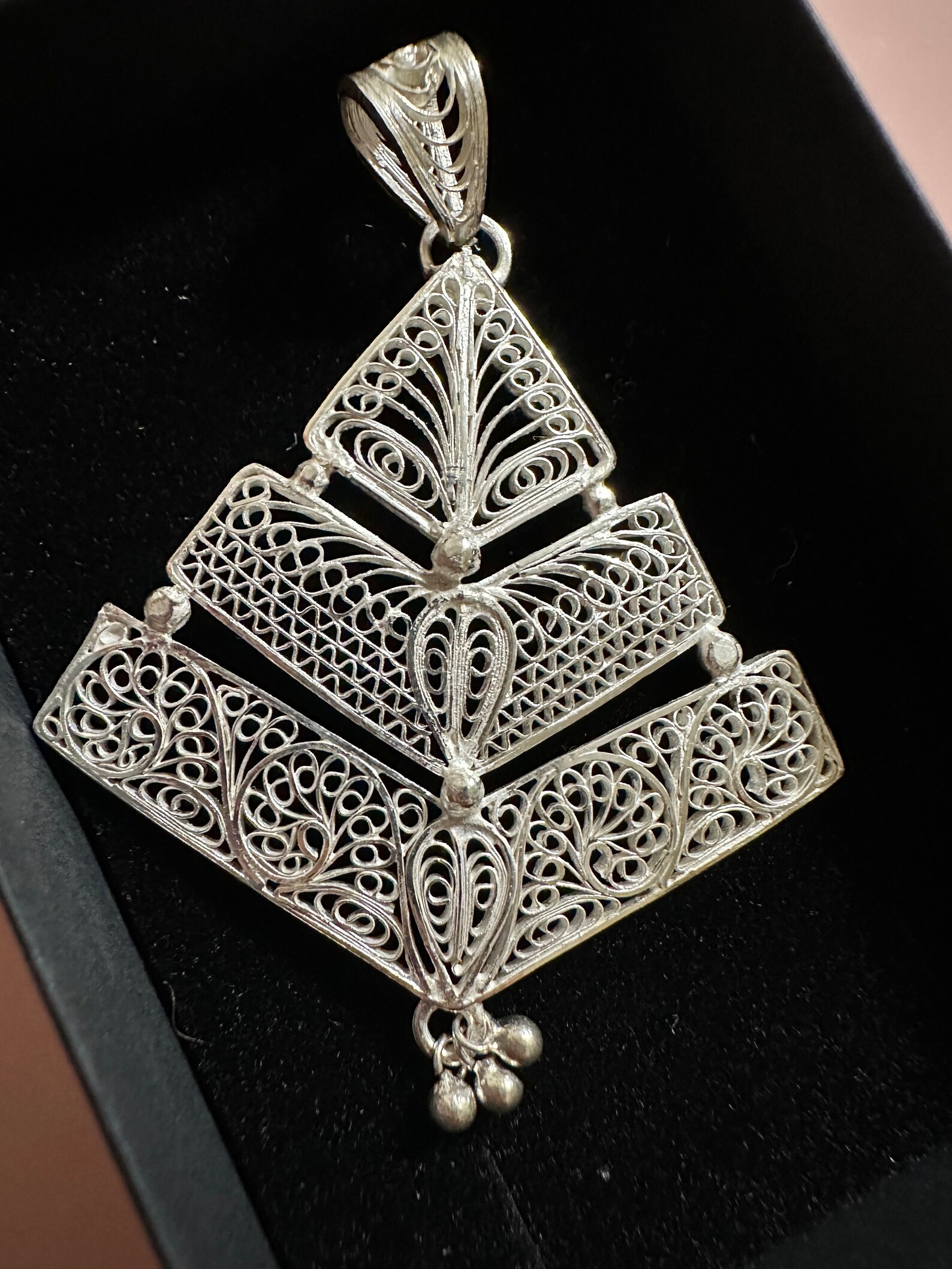 Silver Jewelry Pendant Filigree Handwork Wedding Christmas Style Pure ...