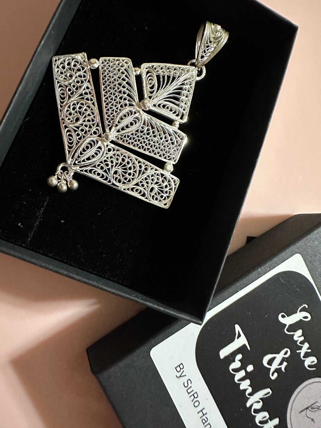 Silver Jewelry Pendant Filigree Handwork Wedding Christmas Style Pure ...